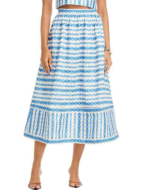 French Connection Structured Taffeta Midi Skirt - True Blue