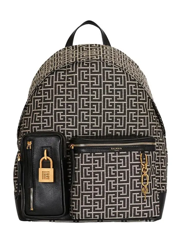 Balmain Pulse Monogram Jacquard Backpack - Black