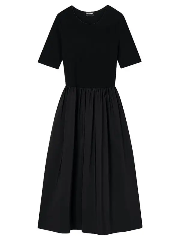 Emporio Armani Mixed Media Dress - Solid Black