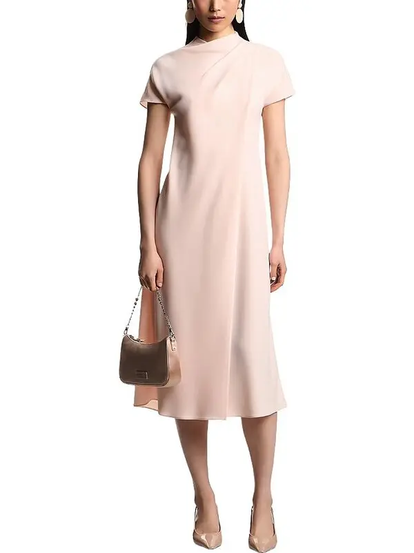 Emporio Armani Pleated Shoulder Draped Dress - Light Pink