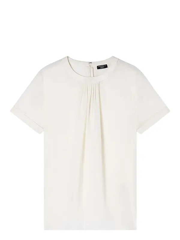 Emporio Armani Silk Pleated Top - Solid White