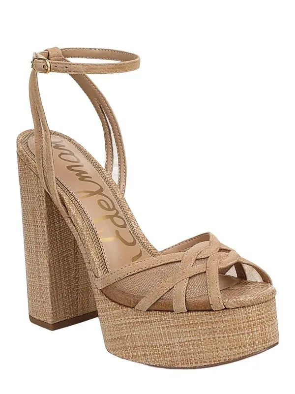 Sam Edelman Sandy Block Heel Platform Sandals - Cyprus Tan