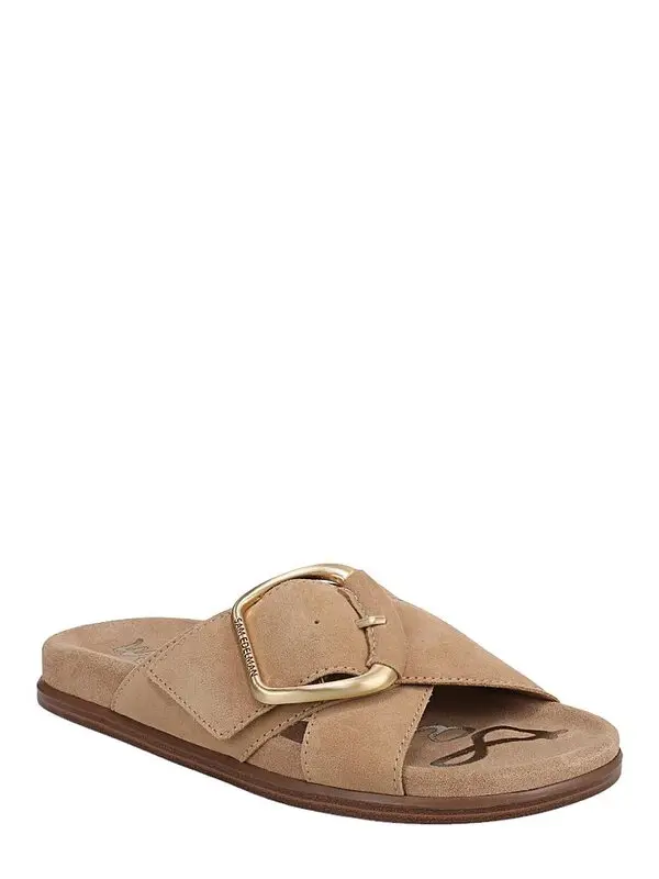 Sam Edelman Darla Buckle Slide Sandals - Cyprus Tan