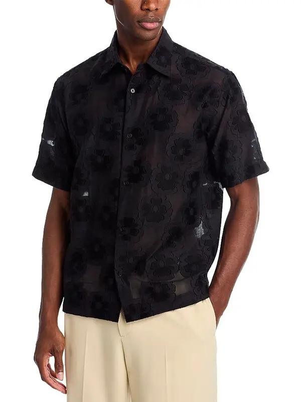 Nn07 Freddy Button Down Short Sleeve Shirt - Black