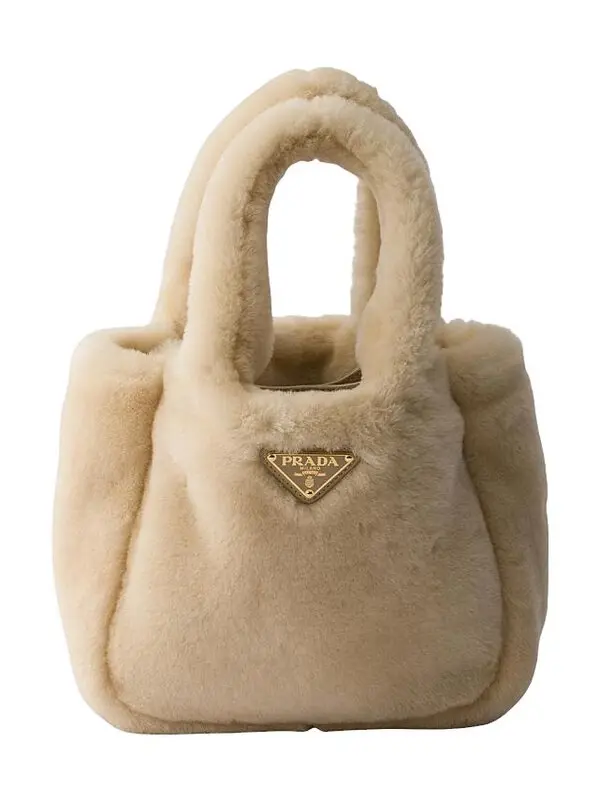 Prada Shearling Mini Handbag - Neutral