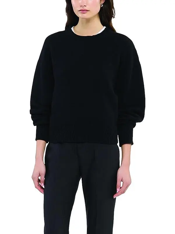 Another Tomorrow Cashmere Knit Sweatshirt - Black