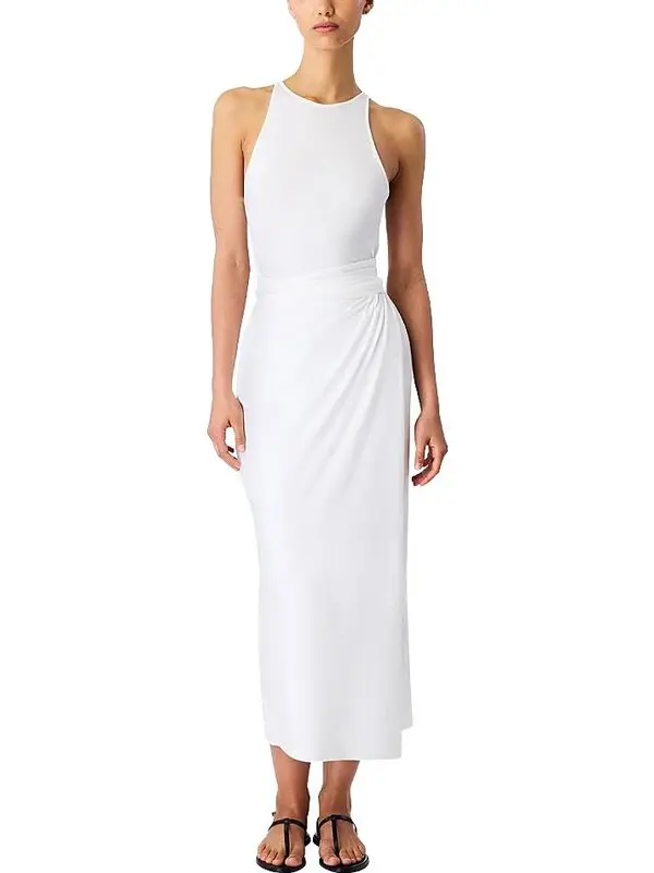 Another Tomorrow Sarong Tie Midi Dress - White