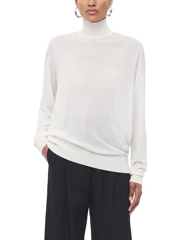 Another Tomorrow Featherweight Turtleneck Top - Off White