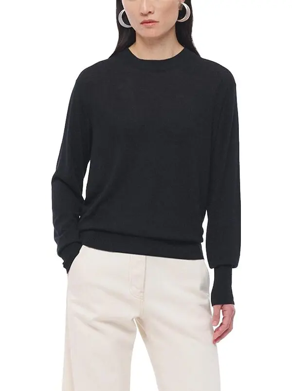 Another Tomorrow Featherweight Crewneck Sweater - Black