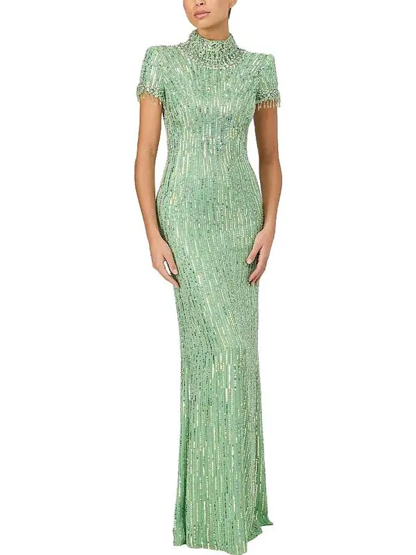 Jenny Packham Madeleine Beaded Maxi Dress - Parakeet