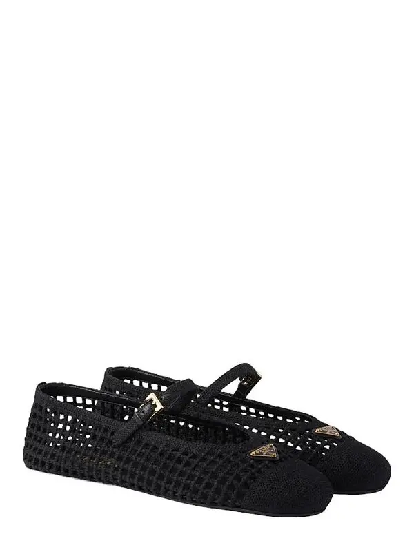Prada Crochet Ballerinas - Black