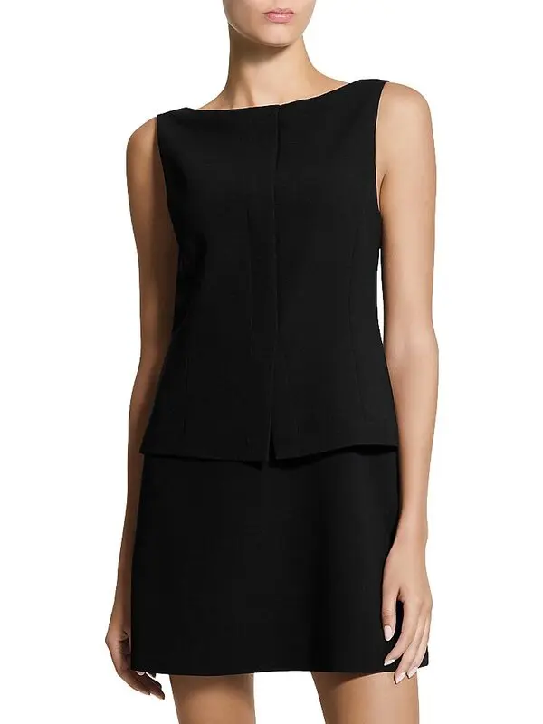 Theory Boat Neck Sleeveless Mini Dress - Black