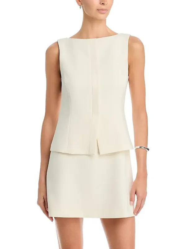 Theory Boat Neck Sleeveless Mini Dress - Rice