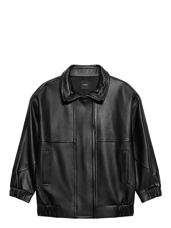 Theory Leather Zip-up Jacket - Black