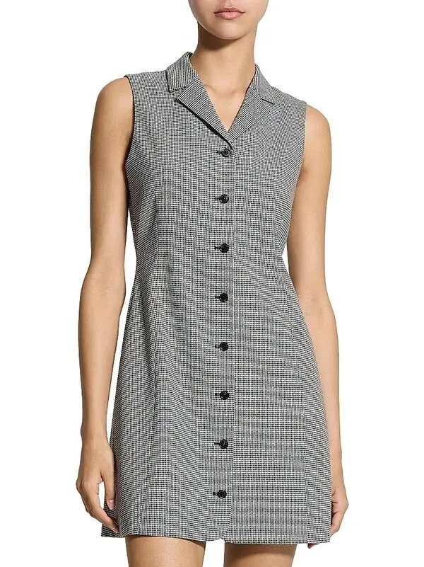 Theory Sleeveless Tailored Button Dress - Black Multi