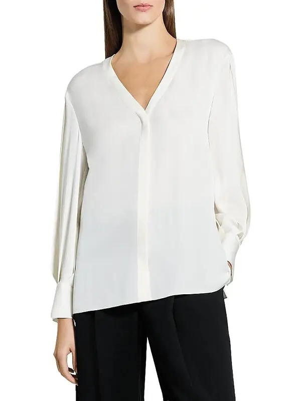 Theory Silk Volume Sleeve Blouse - Ivory