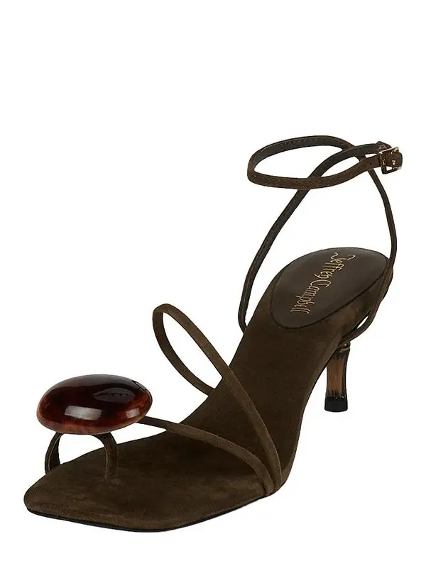 Jeffrey Campbell Carnelian Suede Ankle Strap Sandals - Espresso Suede