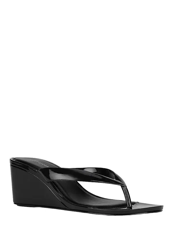 Jeffrey Campbell Gigabyte Jelly Wedge Thong Sandals - Black