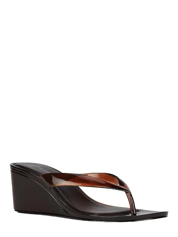 Jeffrey Campbell Gigabyte Jelly Wedge Thong Sandals - Brown