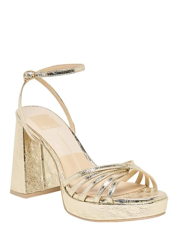 Dolce Vita Prady Platform Sandals - Platinum Distressed Leather