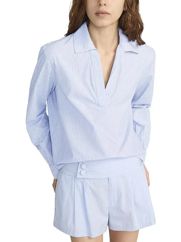 FRAME The V-neck Top - Venice Blue Multi