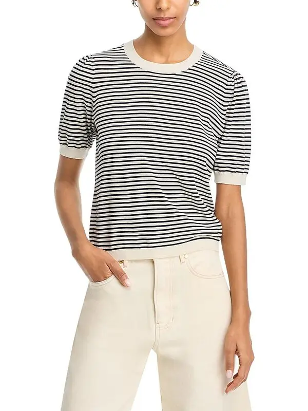FRAME Striped Gathered Sweater - Cream Multi