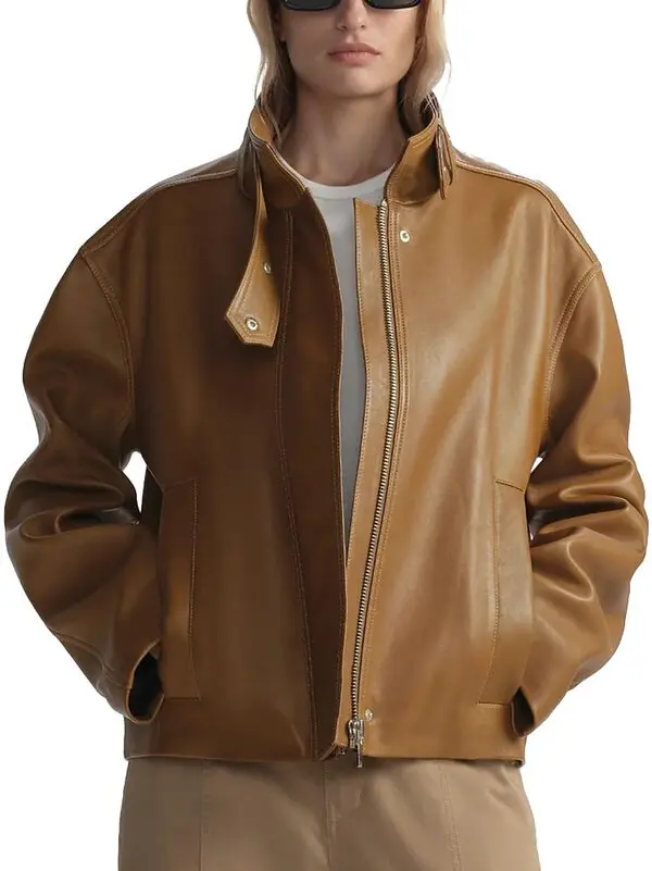 A.L.C. Hudson Leather Jacket - Oiled Oak
