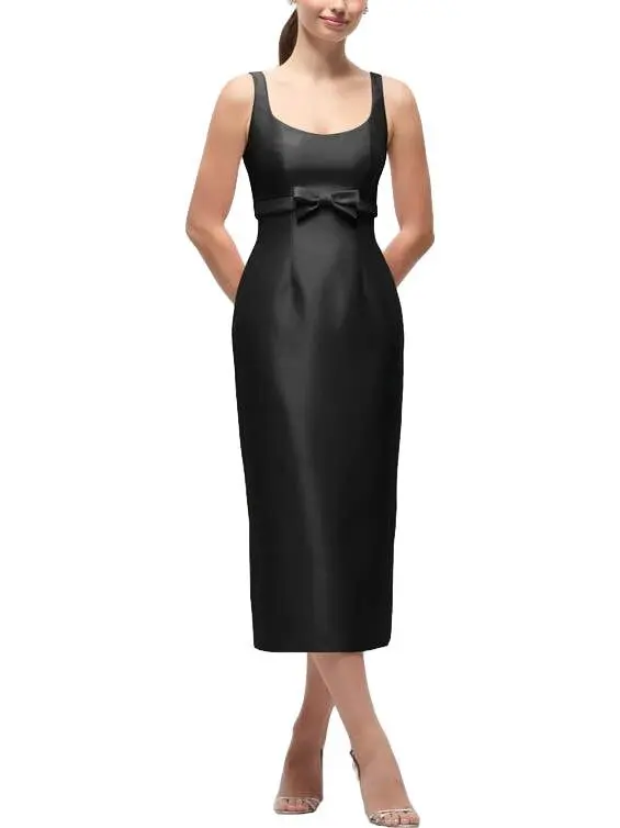 Alfred Sung Hattie Satin Sheath Dress - Black