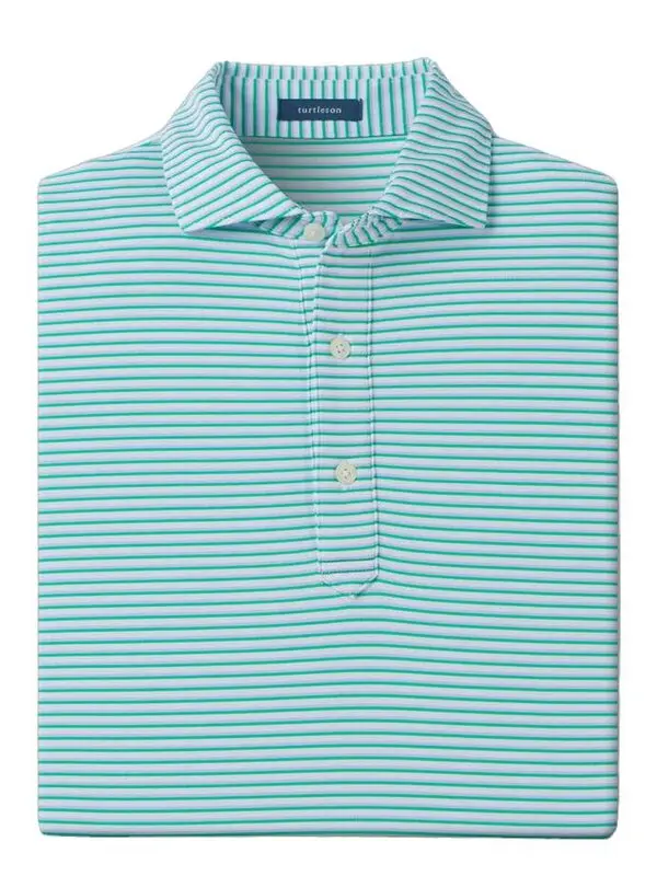 TURTLESON Dean Stripe Performance Polo - Quartz/turtle