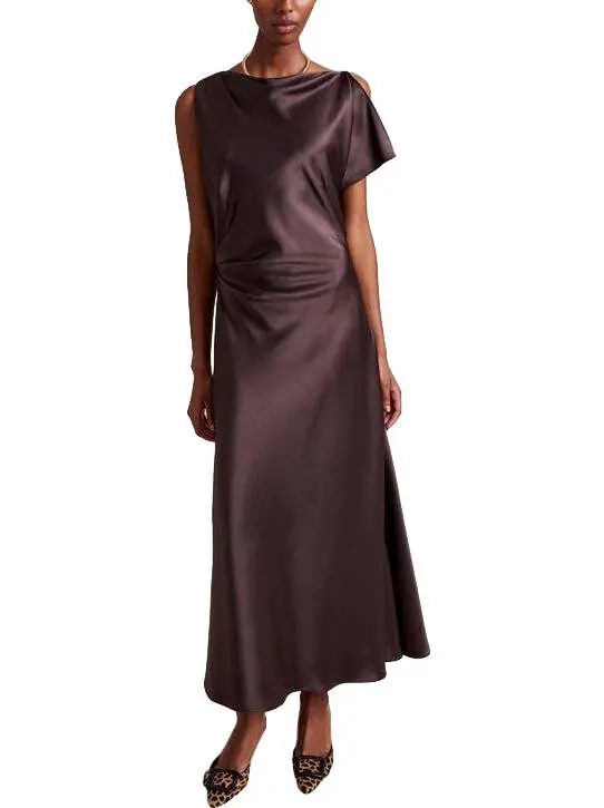 LA LIGNE Satin Moira Midi Dress - Chocolate