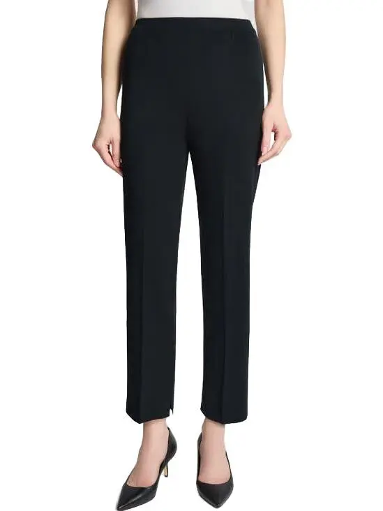 Ming Wang Knit Straight Leg Ankle Pants - Black