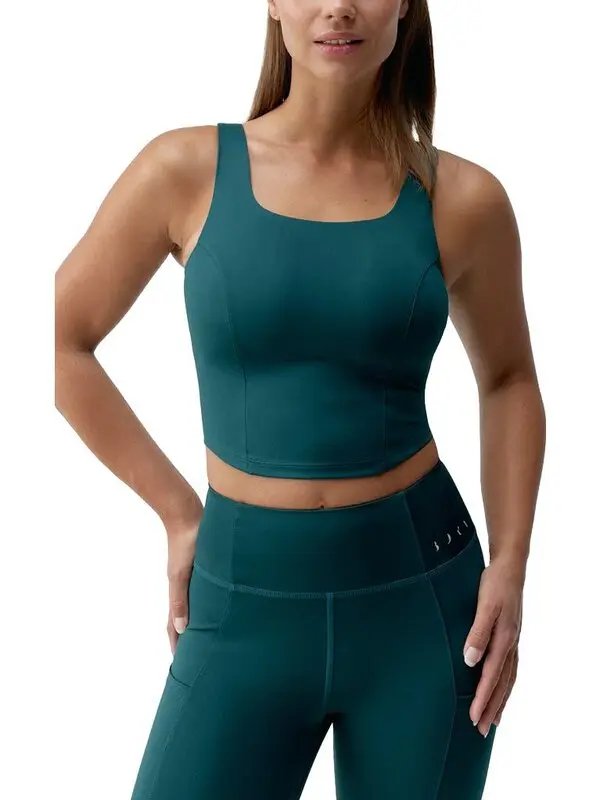 BORN LIVING YOGA Godo Medium Support Performance Sports Top - Deep Green