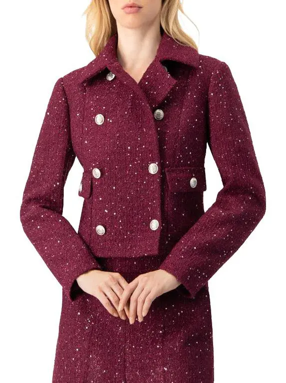 IVONNE Boucle Double-breasted Jacket - Wine