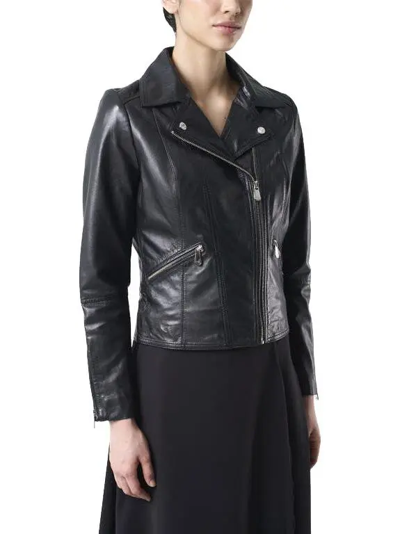 VELEZ Biker Leather Jacket - Black