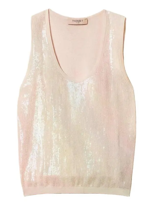 TWINSET Sequined Sleeveless Top - Pink