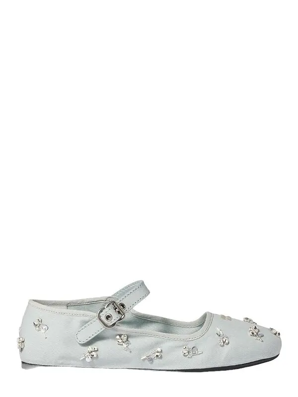 Miu Miu Crystal Embellished Mary Jane Ballerinas - Powder Blue