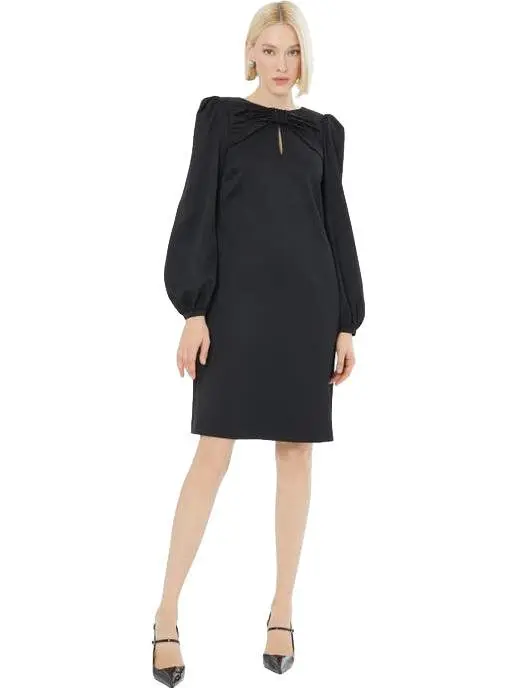 GIZIA Long-sleeve Buttoned Maxi Dress With Shoulder Pads - Black