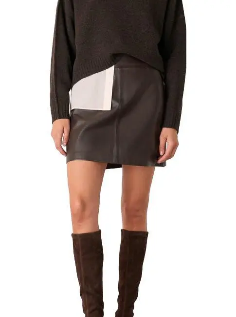 Whistles Leather A-line Mini Skirt - Brown