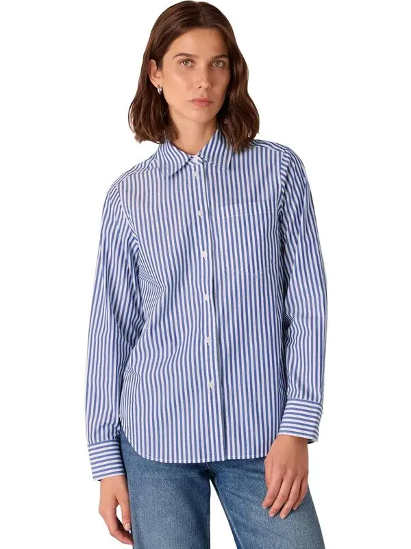 Whistles Relaxed Fit Striped Shirt - Blue/white