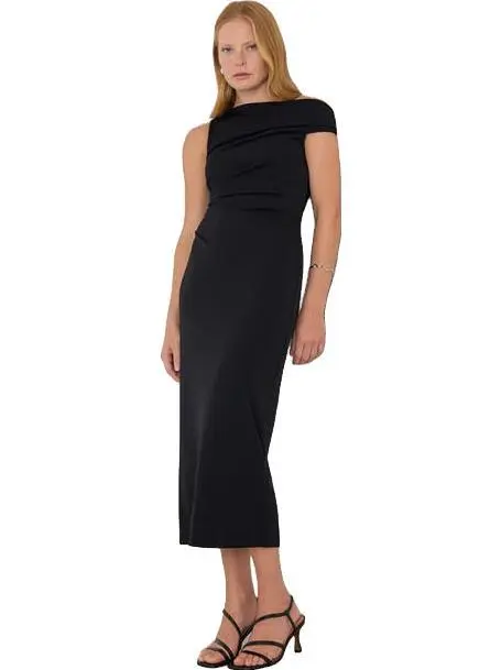Whistles Jersey Crepe Asymmetric Dress - Black