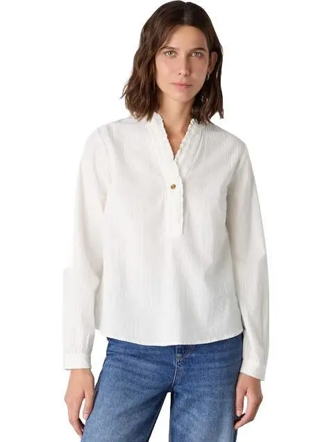 Whistles Textured Frill Shirt - White
