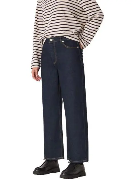 Whistles Wide Leg Ankle Length Jeans - Dark Denim