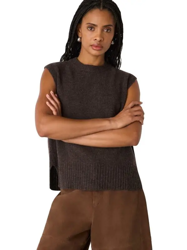 Whistles Wool Sleeveless Knit Vest - Brown