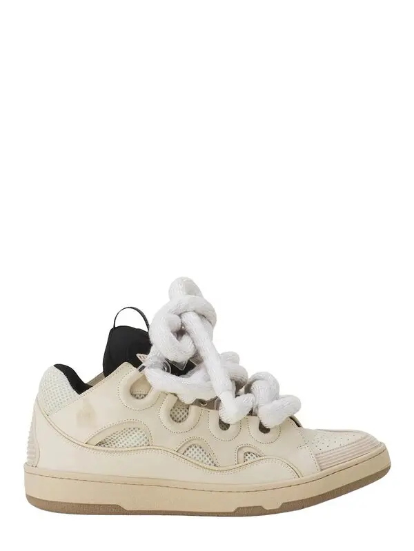 LANVIN Curb Sneakers With Snake Laces - Biege/black