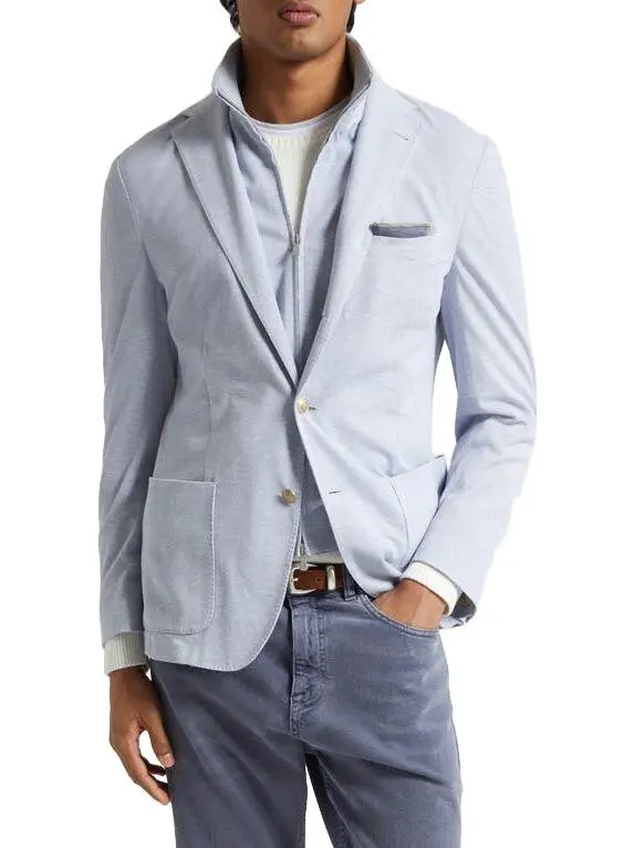 Eleventy Cotton And Linen Sport Coat With Removable Bib - 08 Denim