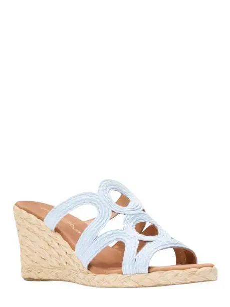 Andre Assous Neena Espadrille Wedge Sandal - Sky Blue Raffia