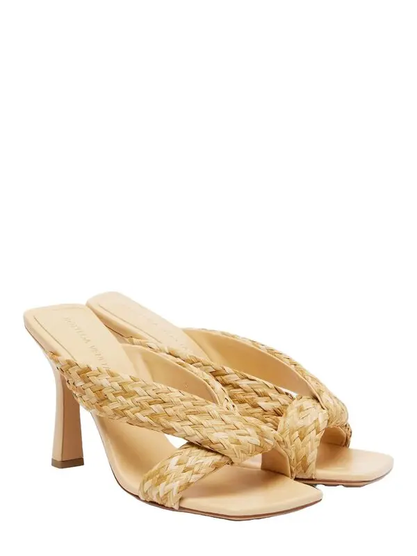 Bottega Veneta Riva Braided Raffia Mules - Beige