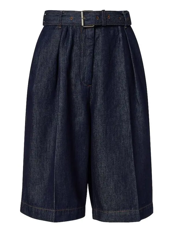 Dries Van Noten Pleated Denim Shorts - Blue