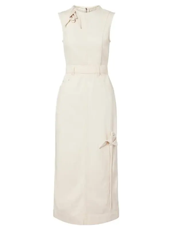 Erdem Floral-appliqué Denim Midi Dress - White