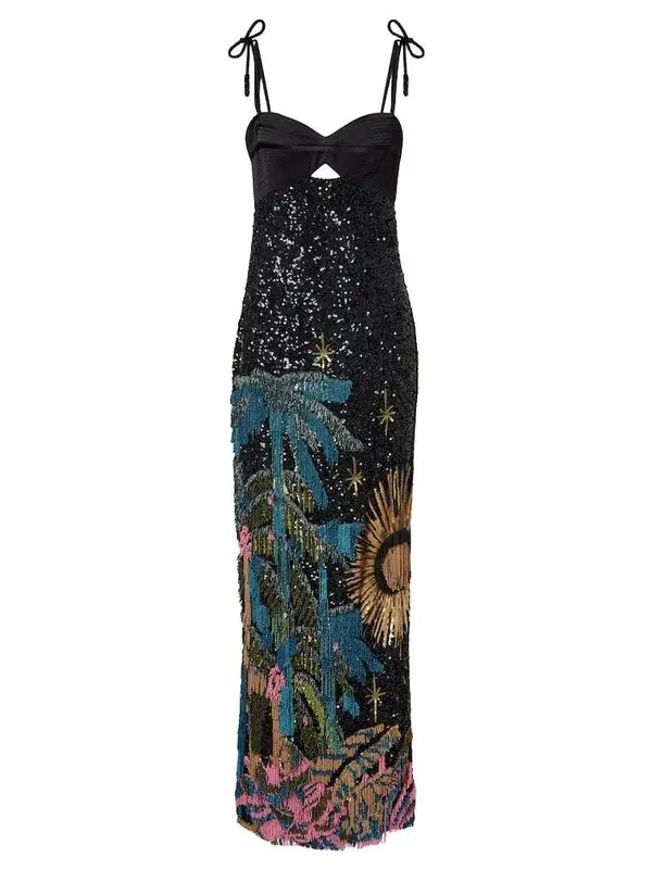 Johanna Ortiz Embellished Silk-blend Gown - Black
